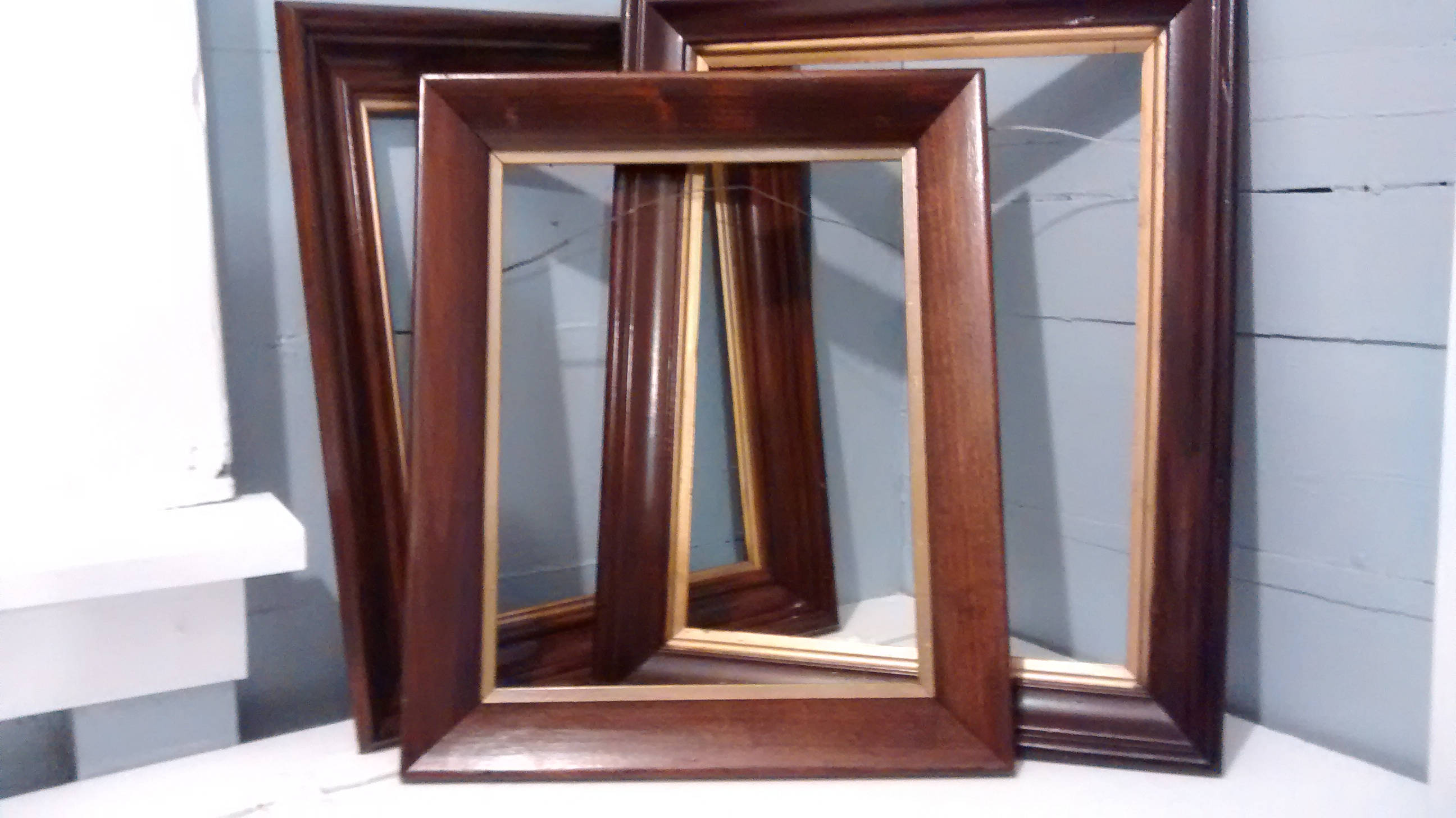 Vintage, Large Rustic Wood Picture Frames, Gold Accent, Eclectic ...
