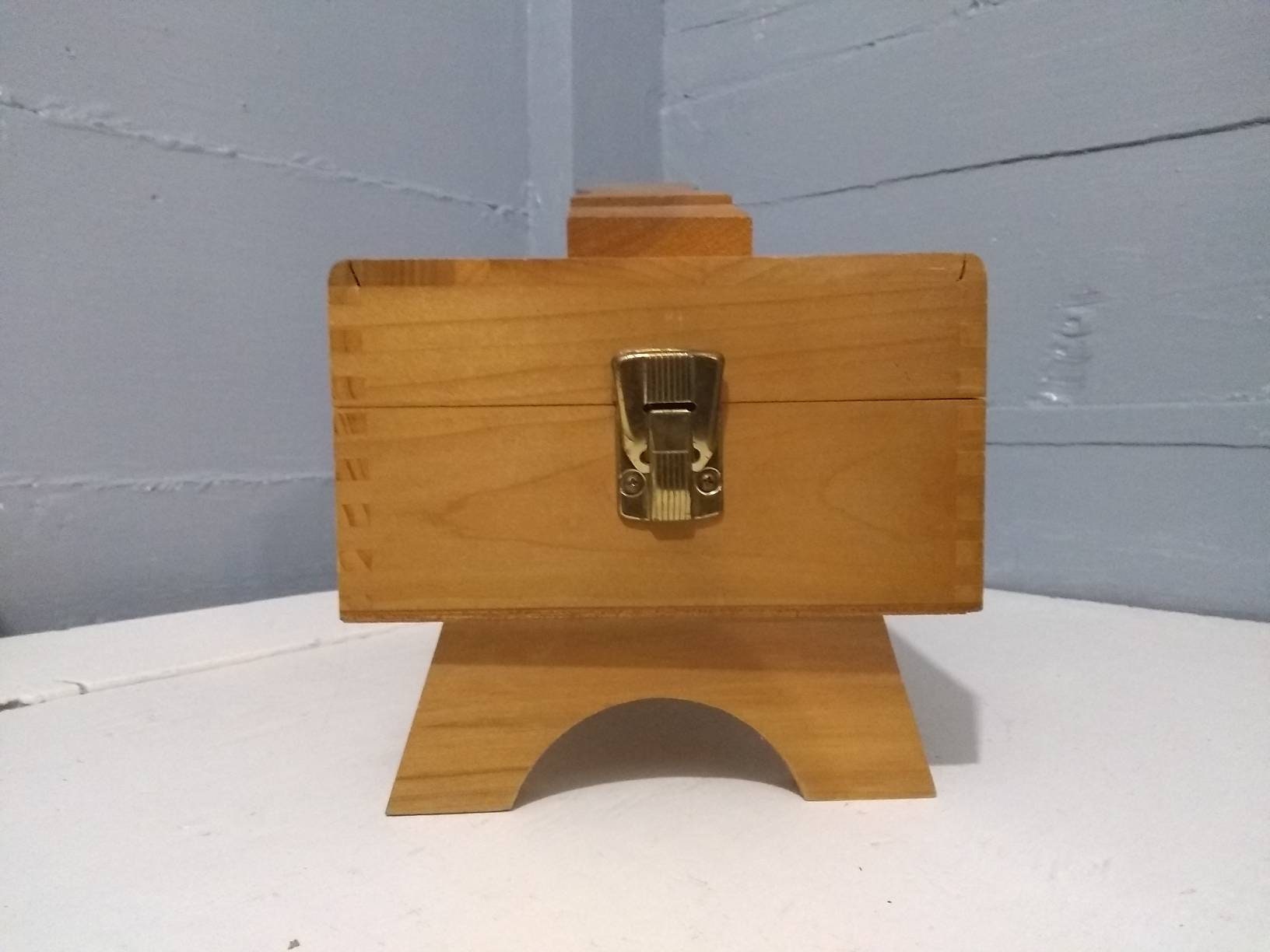 Vintage Wood Shoe Shine Box Shoe Polish Storage Box Mid Century Modern ...