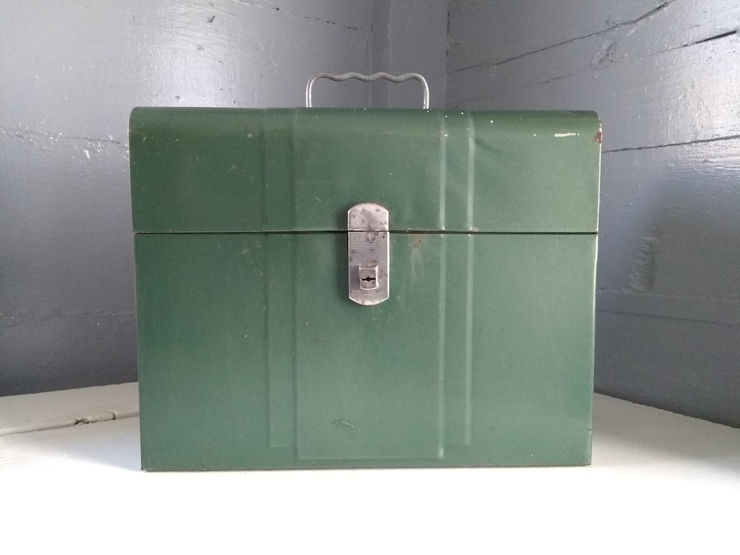 File Box, File Box, Metal, Portable, Office Decor, Storage Box, Vintage ...