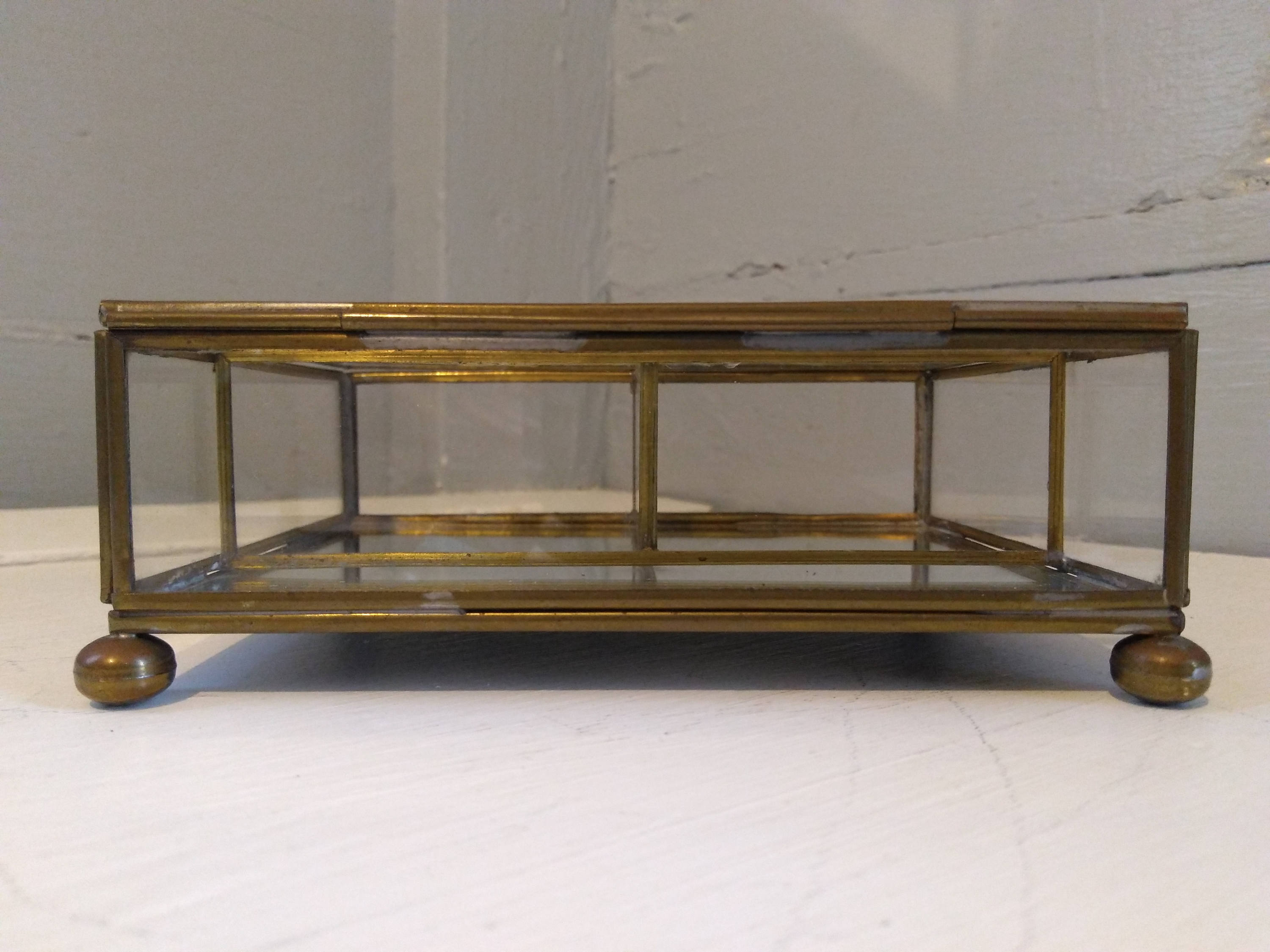 Vintage, Etched Glass and Brass, Mirrored, Jewelry Box, Keepsake Box ...
