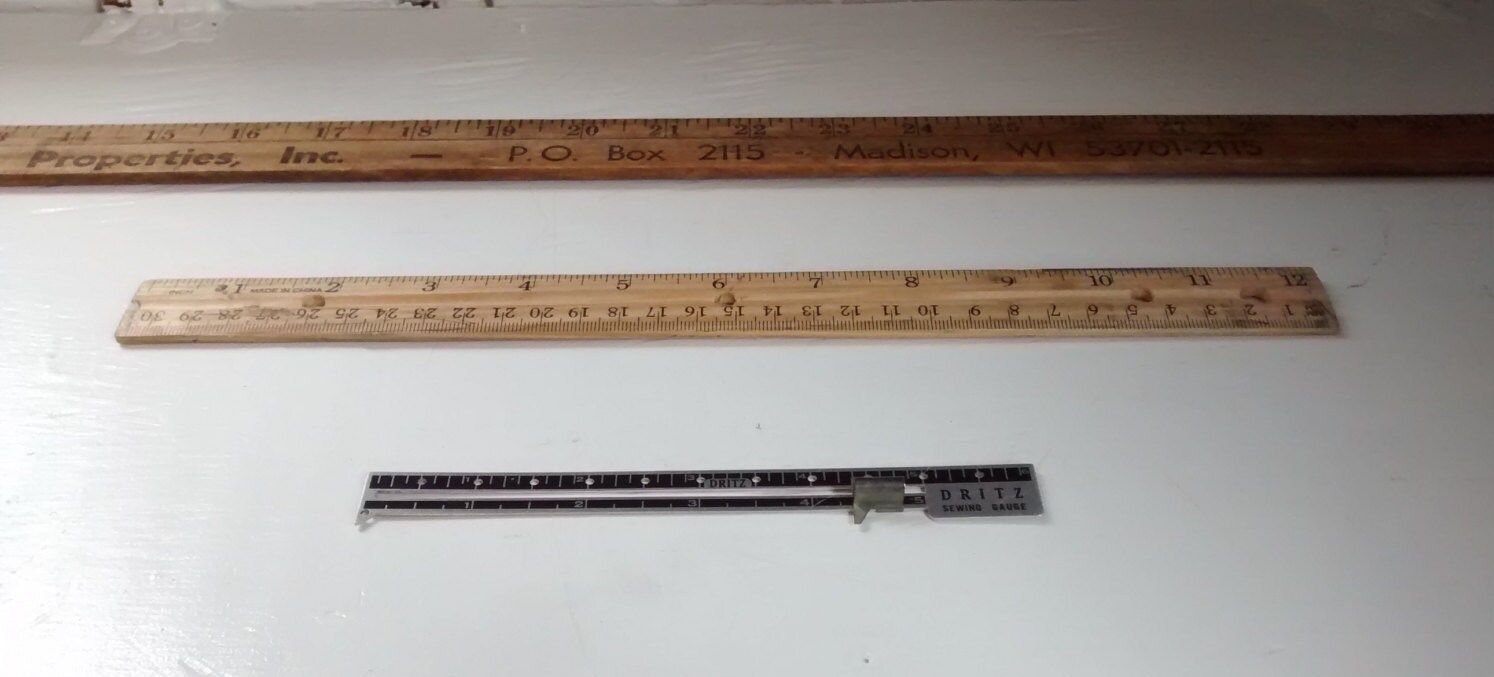 Vintage Sewing Measuring Tools Yard Stick Ruler Hem Gauge Lot of 3 ...