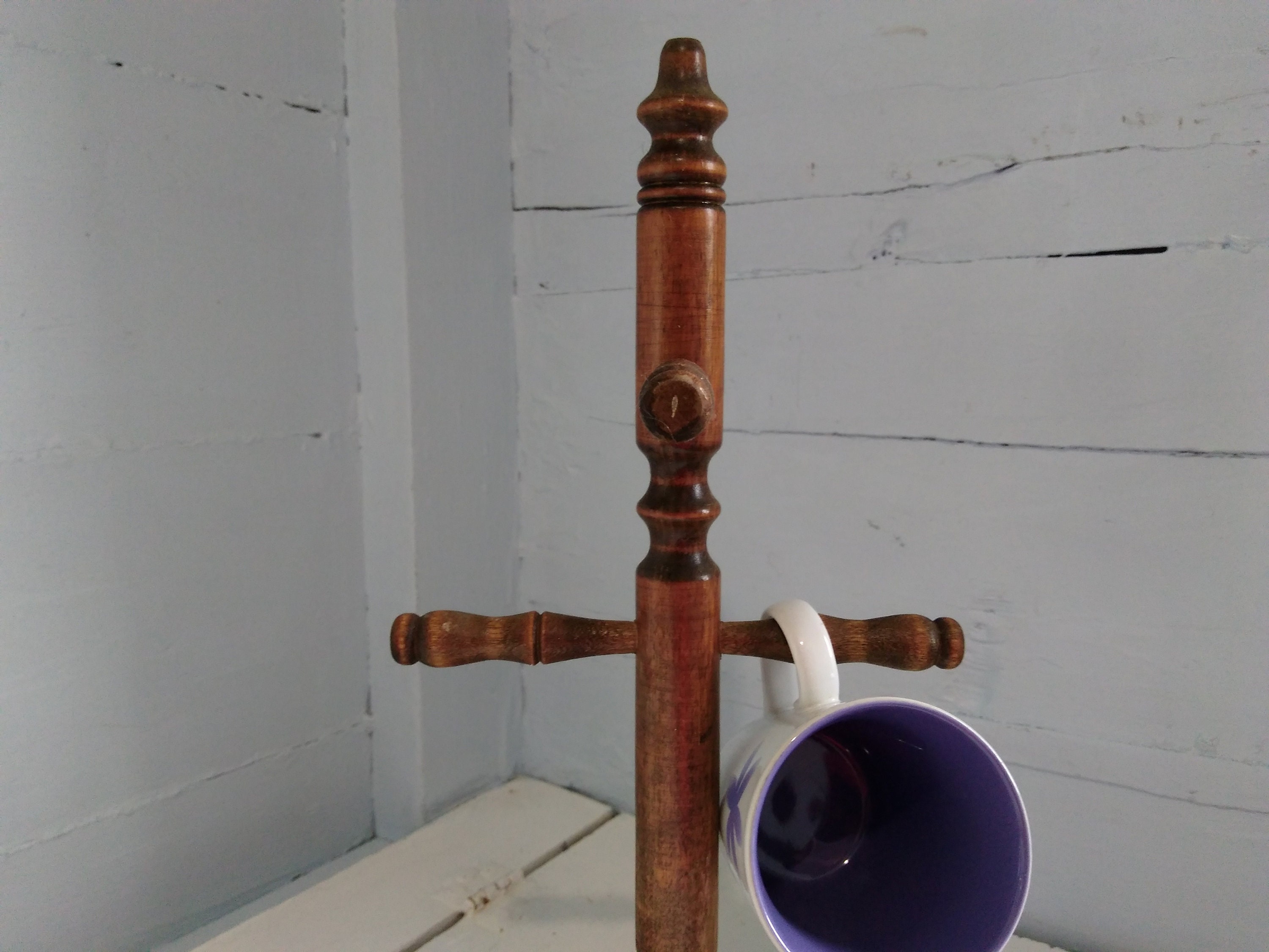 Vintage Mug Tree Cup Holder Stand Wood Kitchen Decor Photo Prop ...