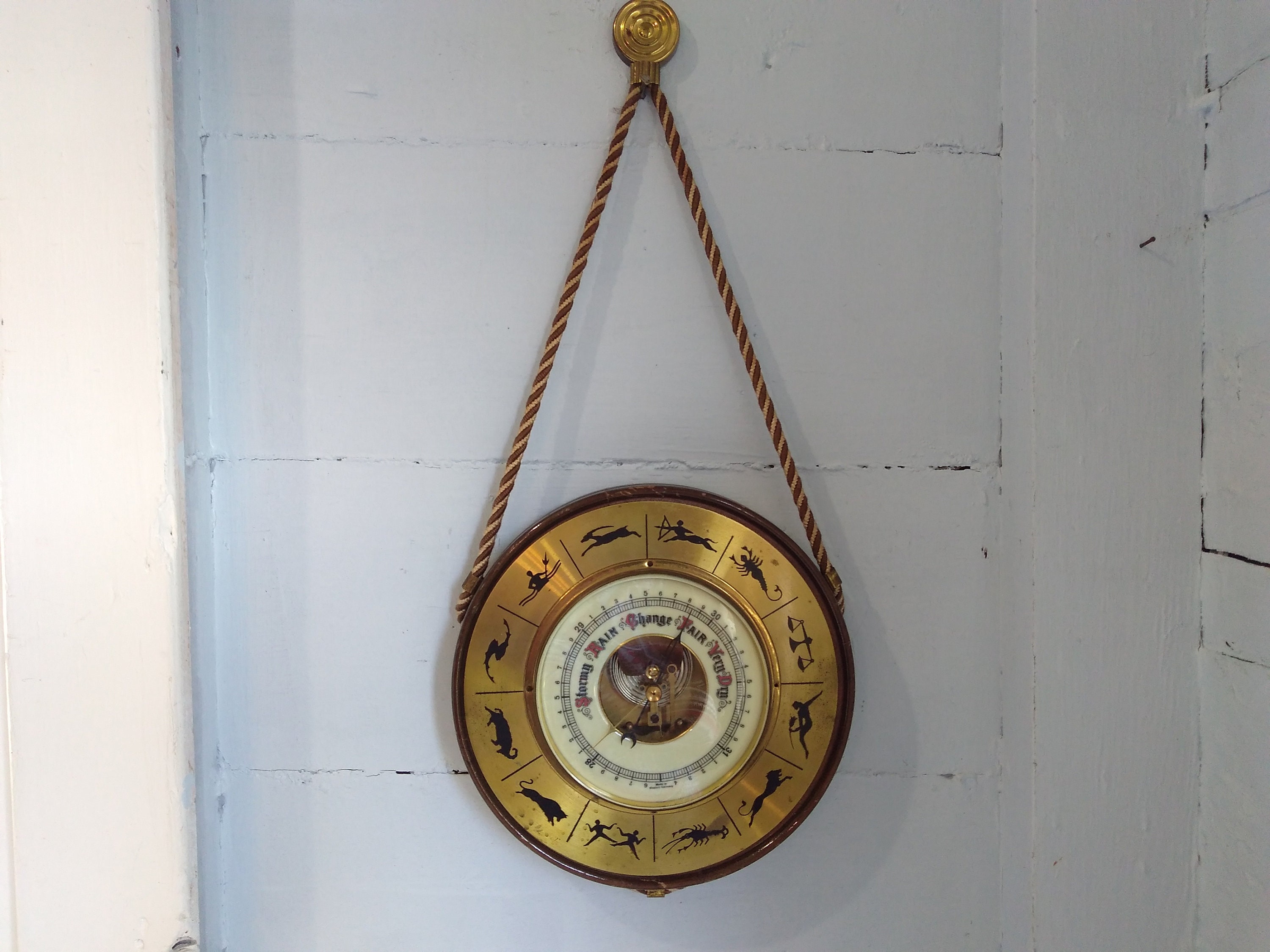 Vintage, Barometer, Zodiac, Weather Instrument, Astrological, Man Cave ...