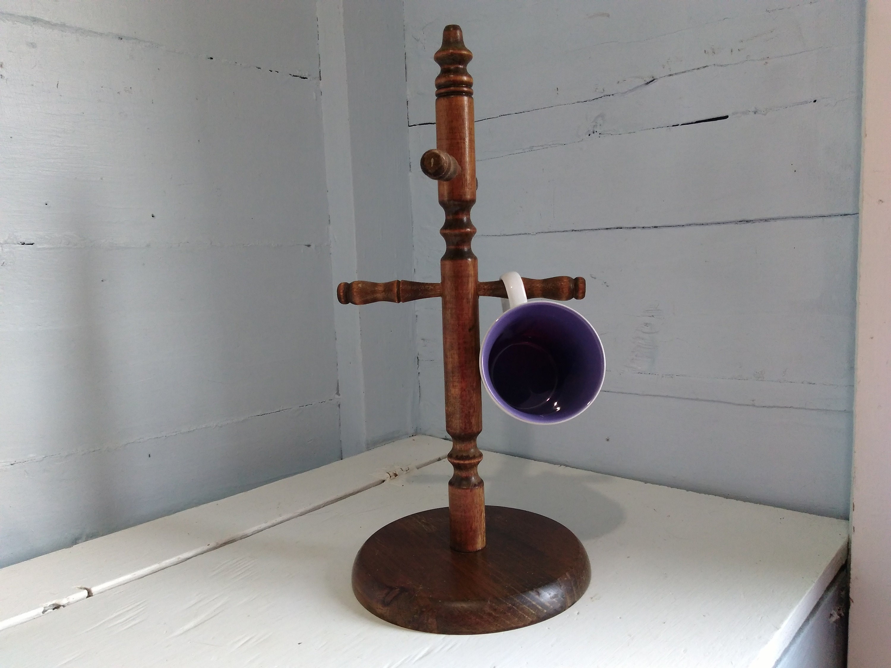 Vintage Mug Tree Cup Holder Stand Wood Kitchen Decor Photo Prop ...