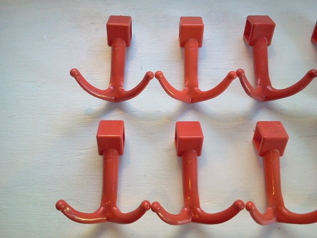 Coat Hooks, Vintage, Industrial, Thick Hard, Rubberized Plastic, Lot of ...