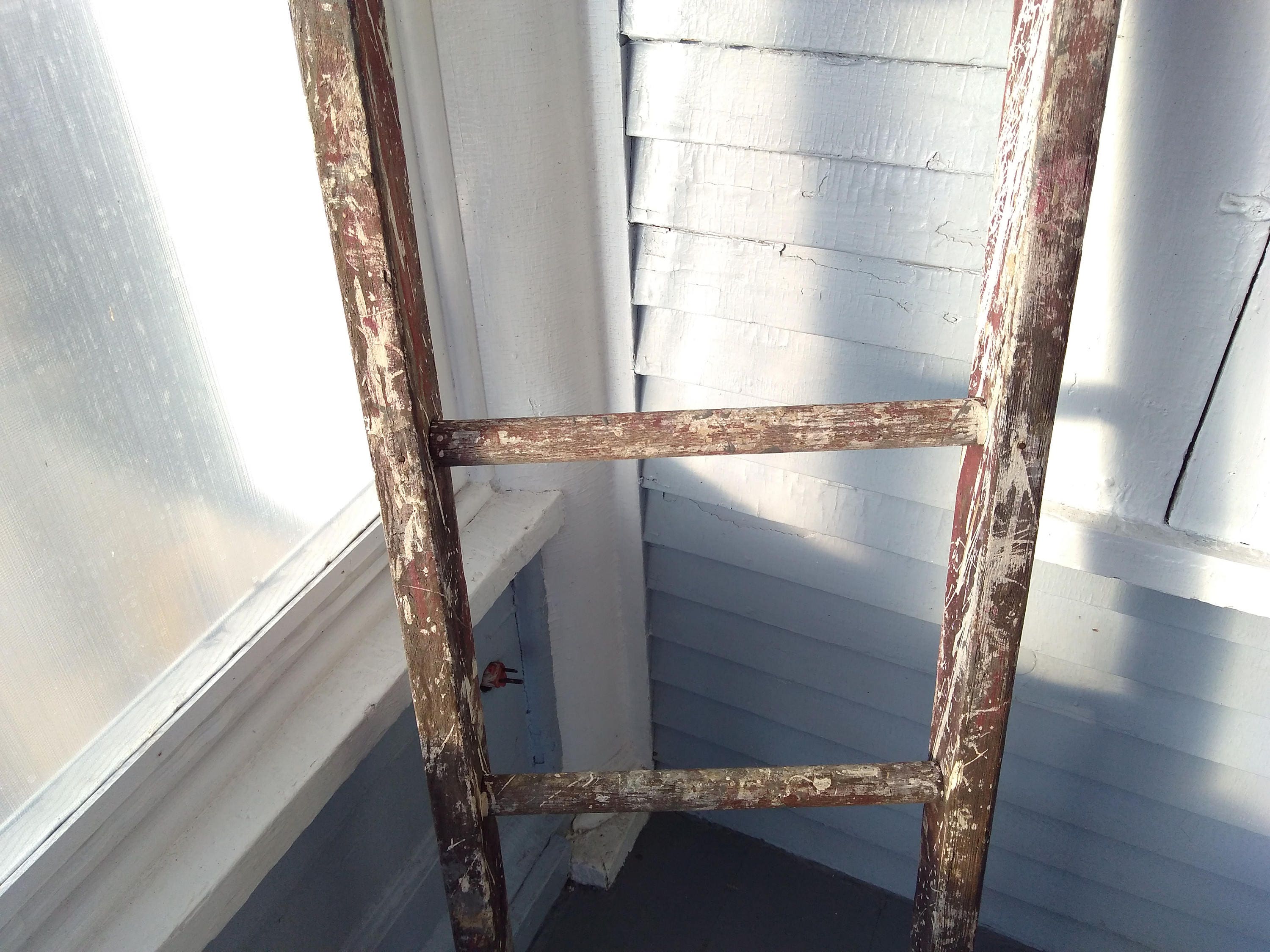 Antique, Ladder, Orchard Ladder, Narrow, Rustic, Wood, Blanket Display ...