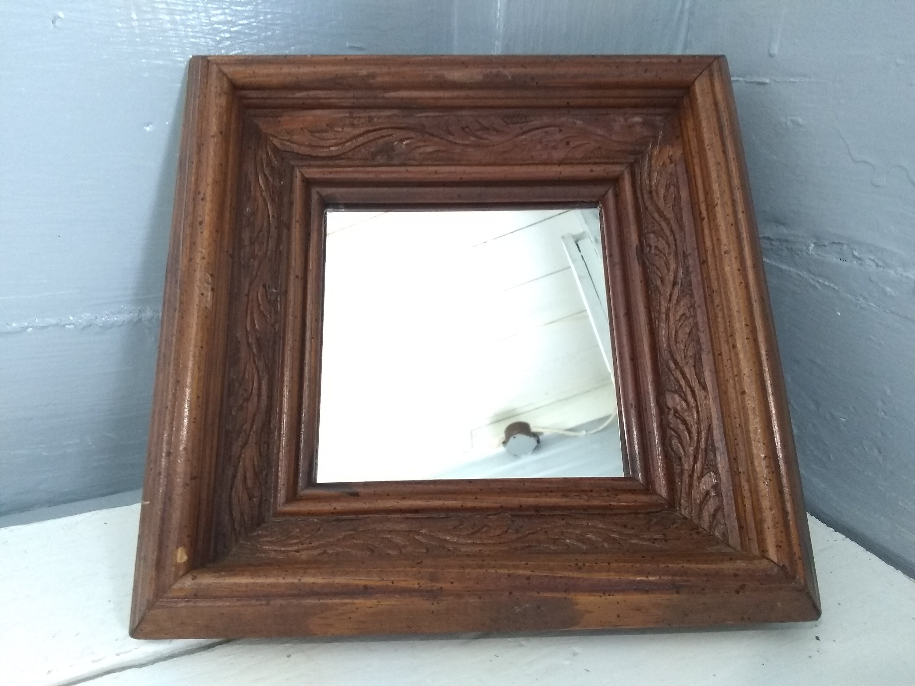 80s Retro Mirror Wall Mirror Square Mirror Wood Framed Mirror Accent ...