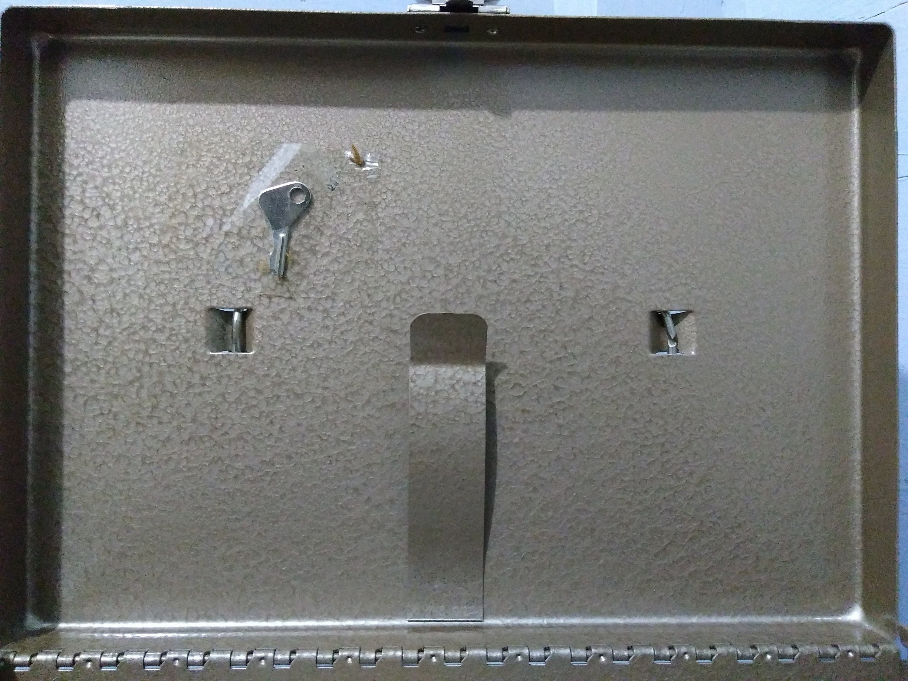 Vintage Metal Lock Box with Key Check Box Tan Industrial Portable Home ...