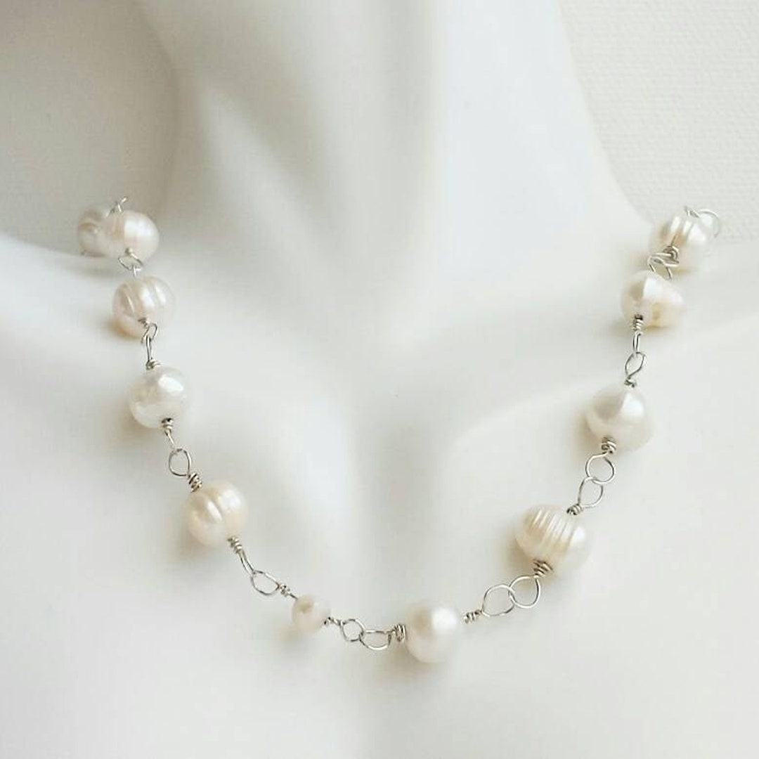 La Perla Necklace Natural Freshwater Pearls Cascading Sterling Silver ...