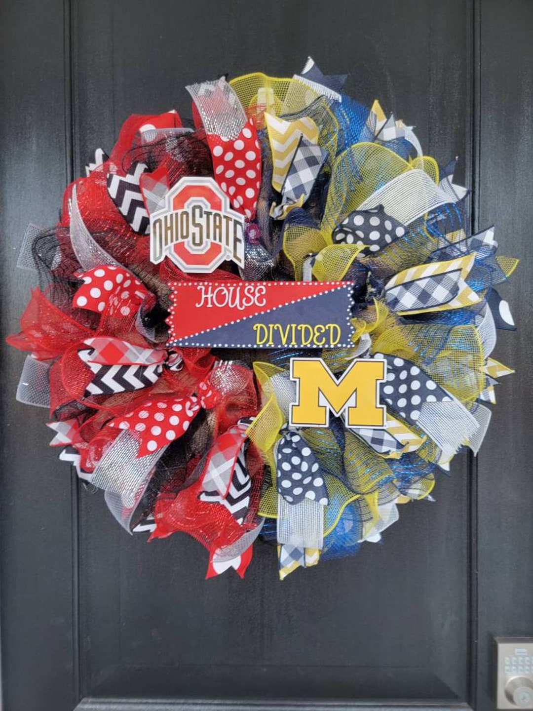 House Divided Wreath Burlap Wreath Michigan Wolverines Wreath Ohio ...