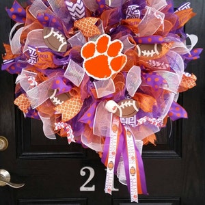 Large Mesh Ribbon Collegiate Wreath Clemson University Tigers | Etsy