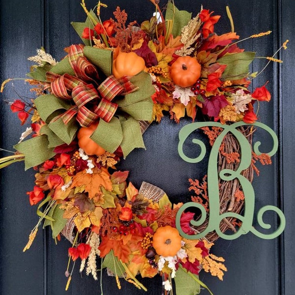 Fall Monogram Wreath - Etsy