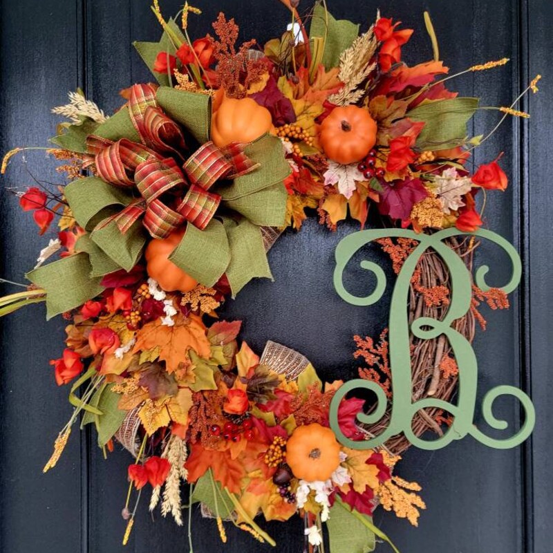 Fall Monogram Wreath - Etsy