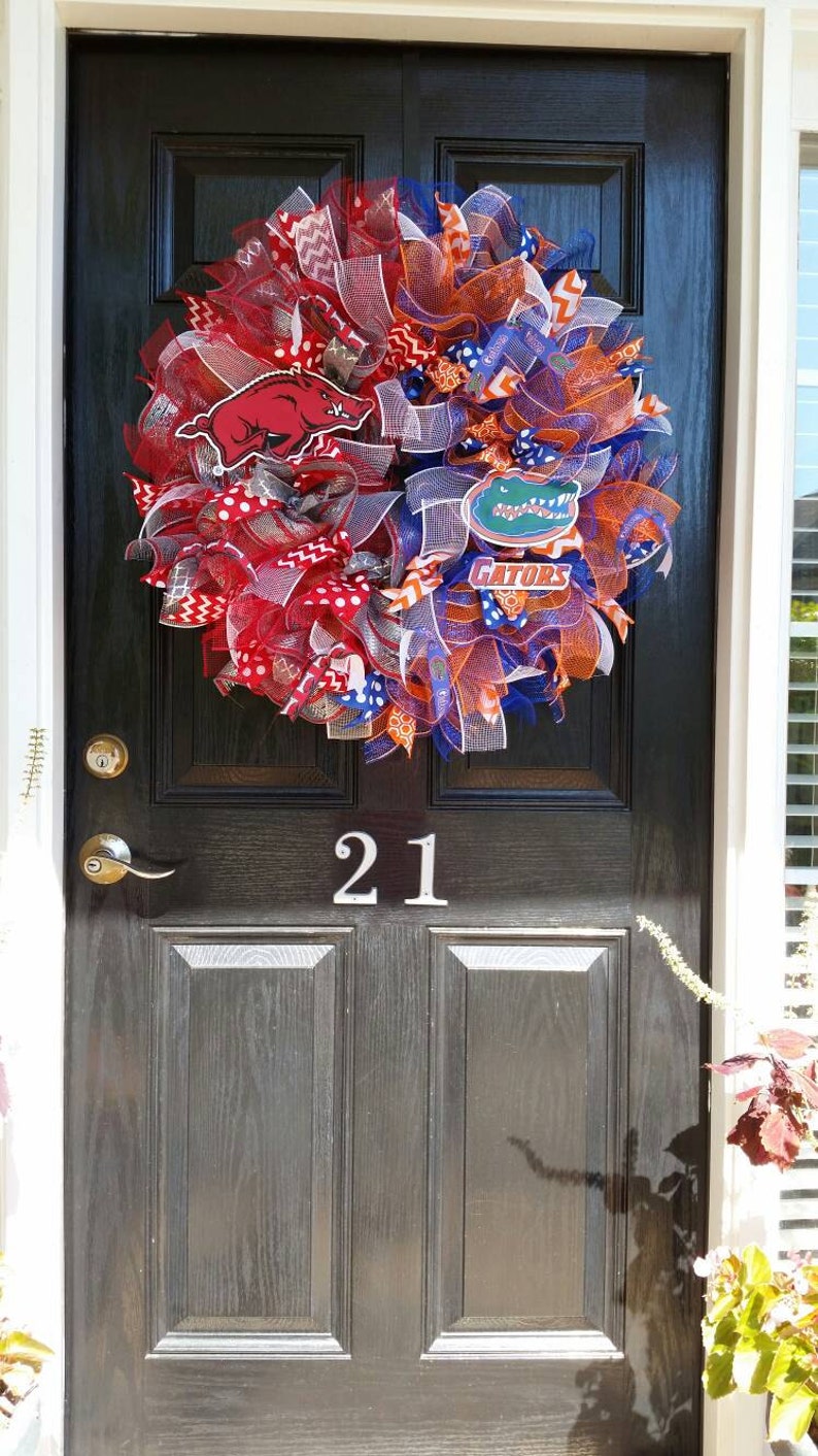 House Divided Burlap Wreath Arkansas Razorbacks Florida Gators | Etsy