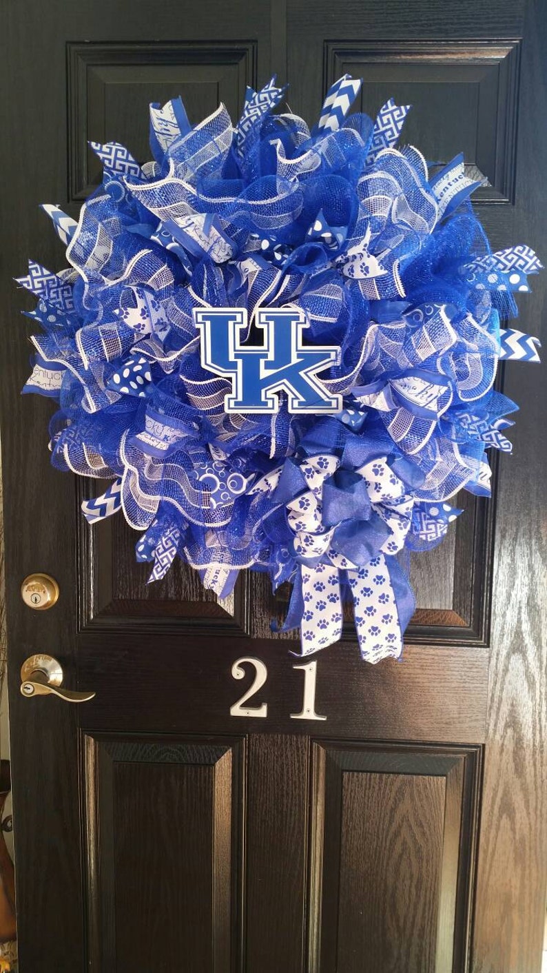 Large Mesh Ribbon Wreath Kentucky Wildcats Wreath College | Etsy