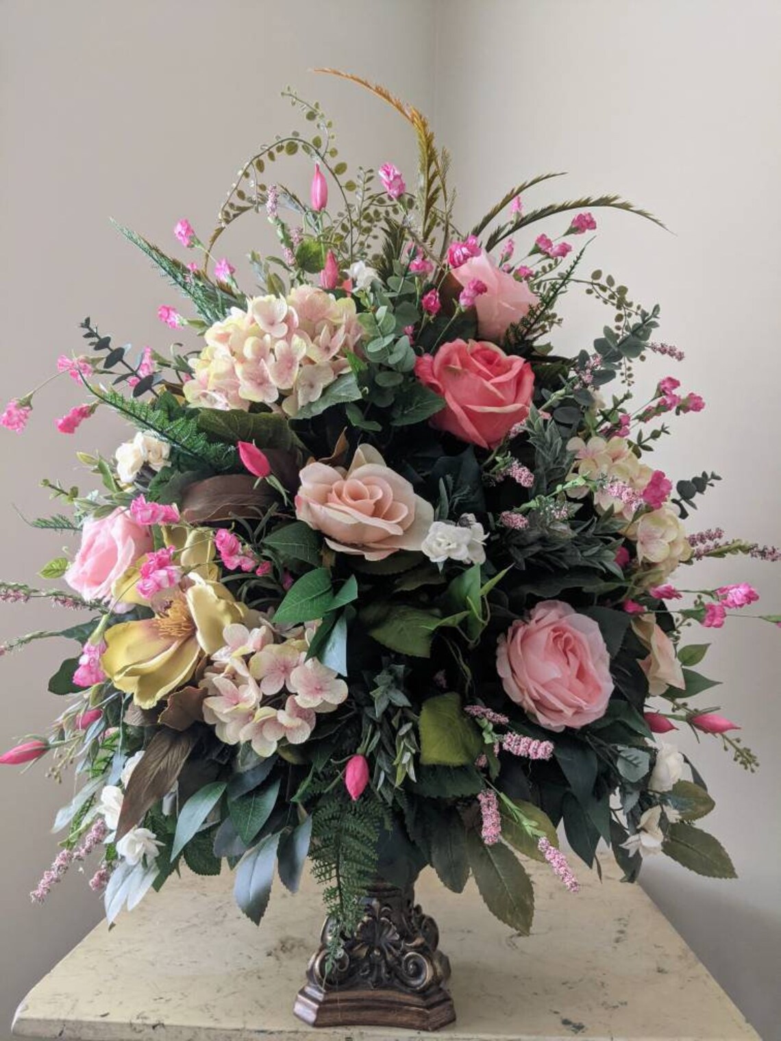 Large Floral Arrangement Dining Room Foyer Entry Arrangement - Etsy