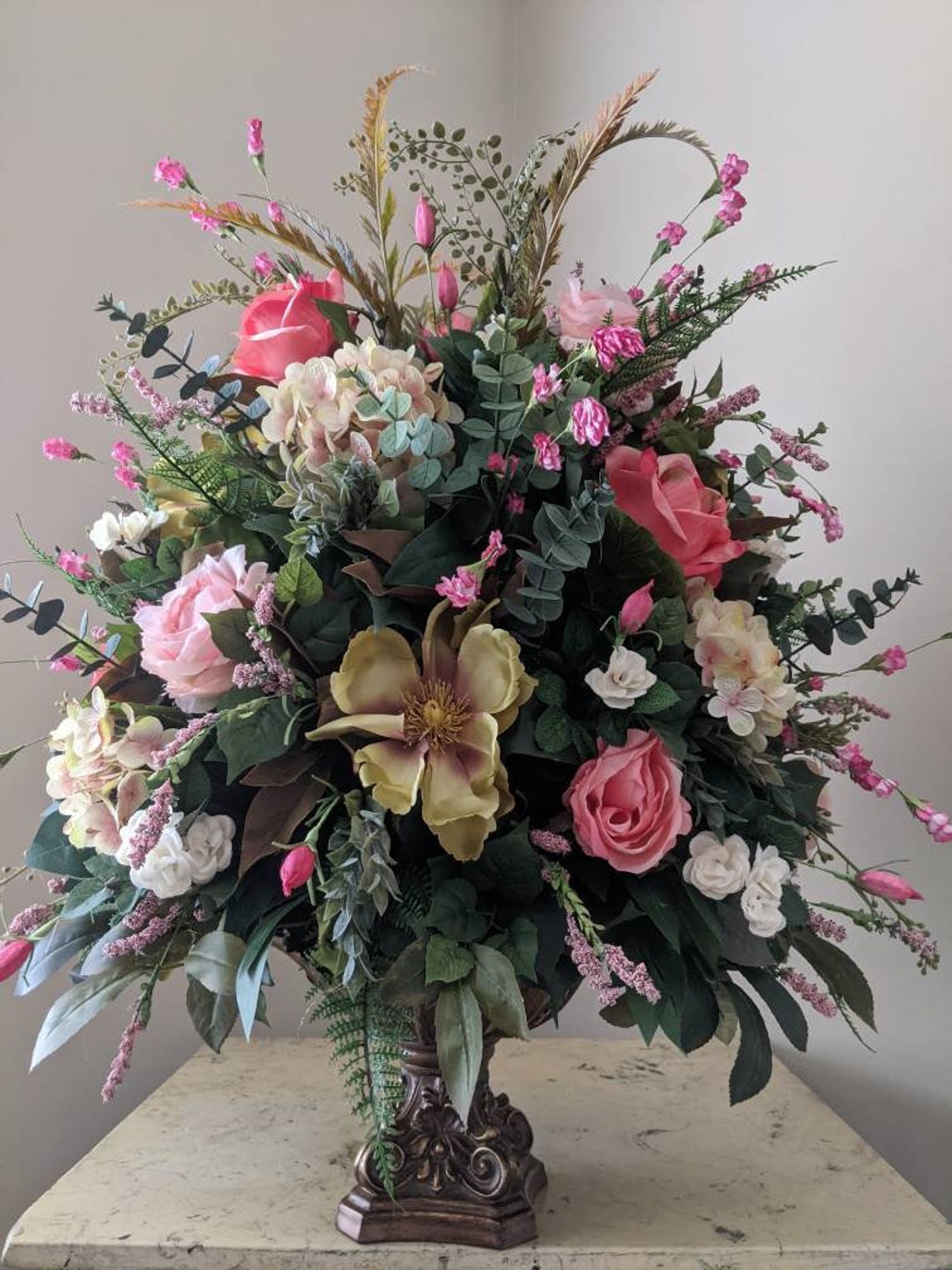 Large Floral Arrangement Dining Room Foyer Entry Arrangement - Etsy