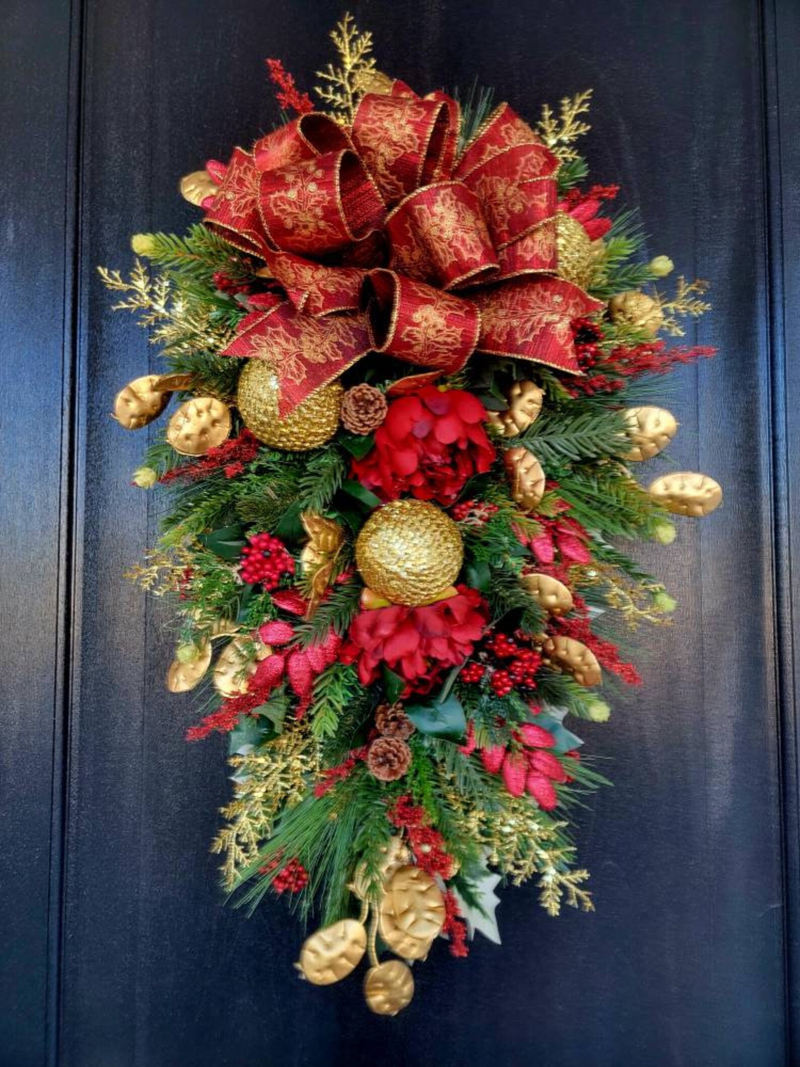 Large Christmas Swag Christmas Door Swag Christmas Floral Swag - Etsy