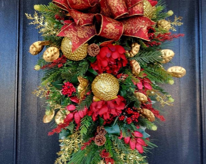 Large Christmas Swag Christmas Door Swag Christmas Floral Swag Elegant ...