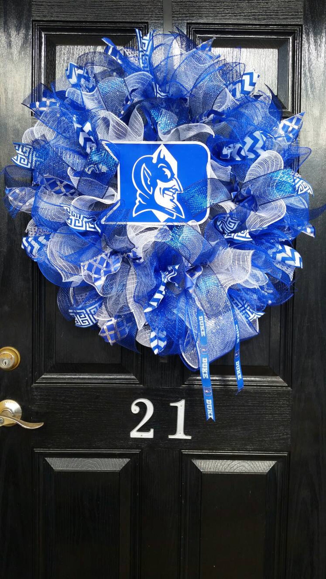 Large Mesh Wreath Duke University Blue Devils College Football | Etsy