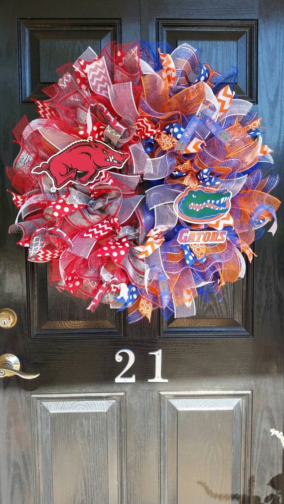 House Divided Burlap Wreath Arkansas Razorbacks Florida Gators | Etsy