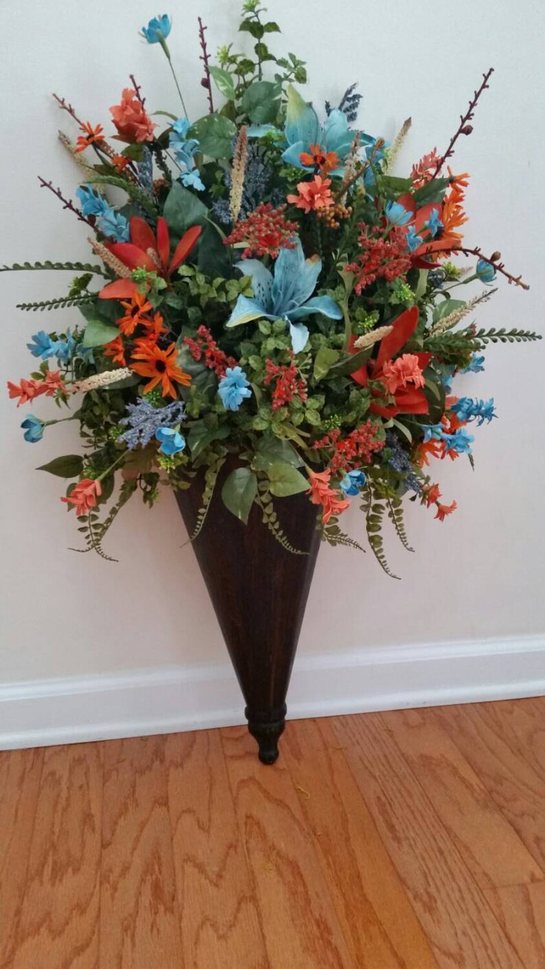 Wall Sconce Floral Arrangement Contemporary Transitional Decor | Etsy