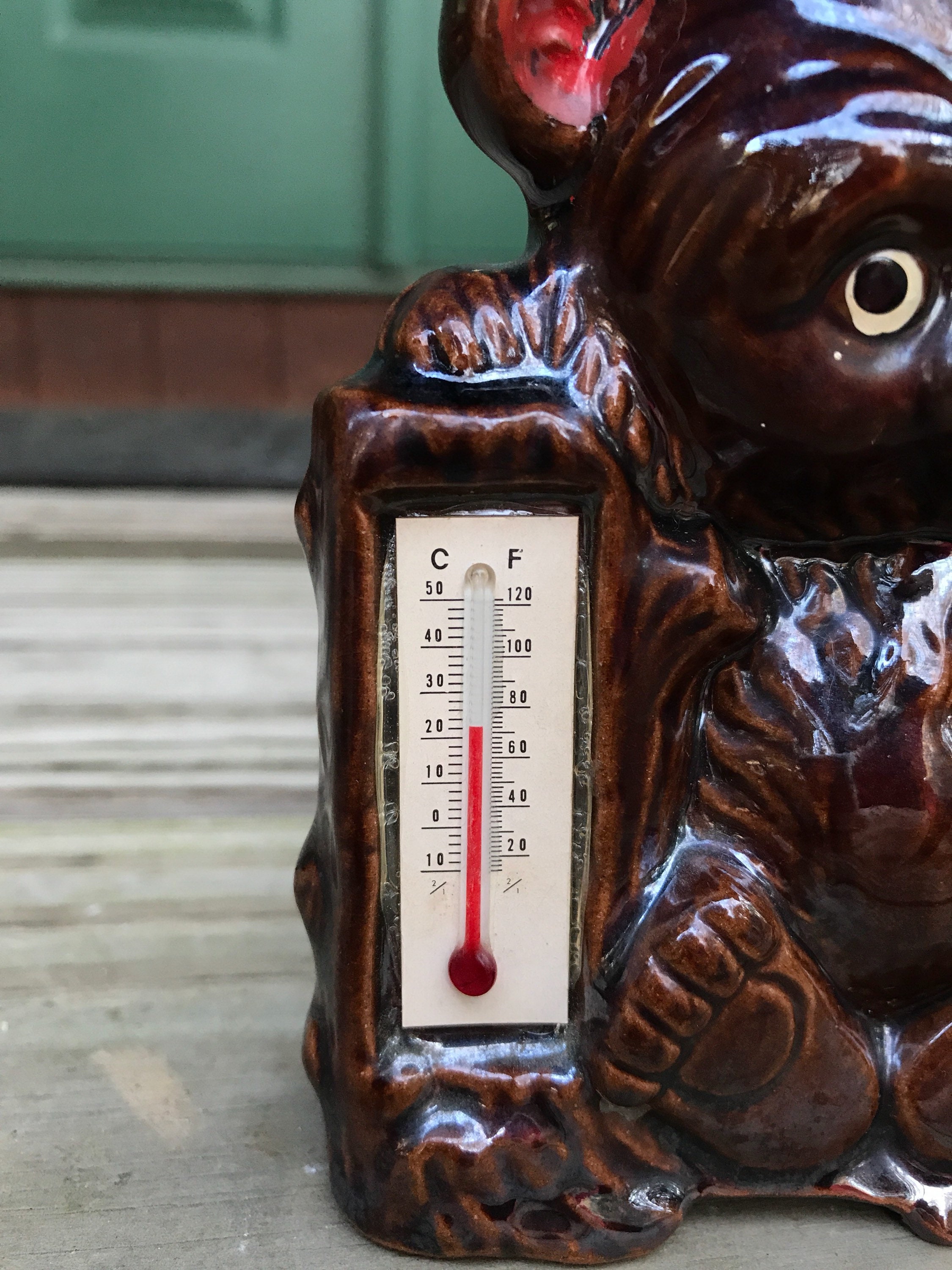 Figurines & Knick Knacks Vintage Ceramic Brown Bear Bank Thermometer ...