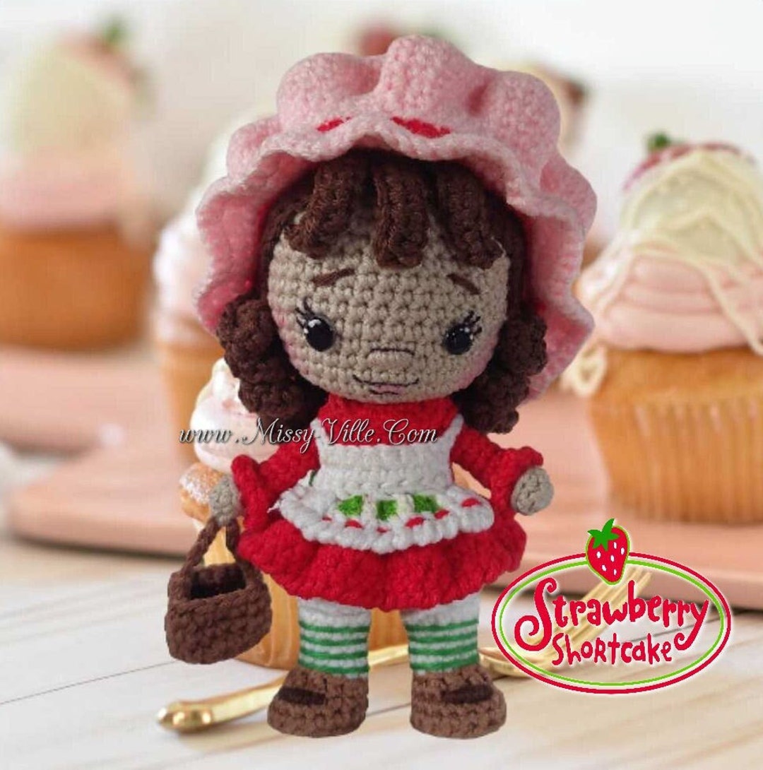 9" Crochet Strawberry Shortcake Doll. Amigurumi Strawberry Shortcake ...