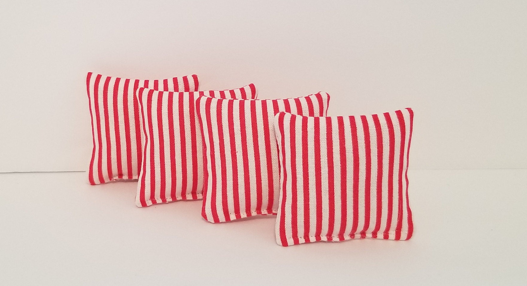 Made to Order Pillow Red and White Stripe Miniature Pillow 1 | Etsy