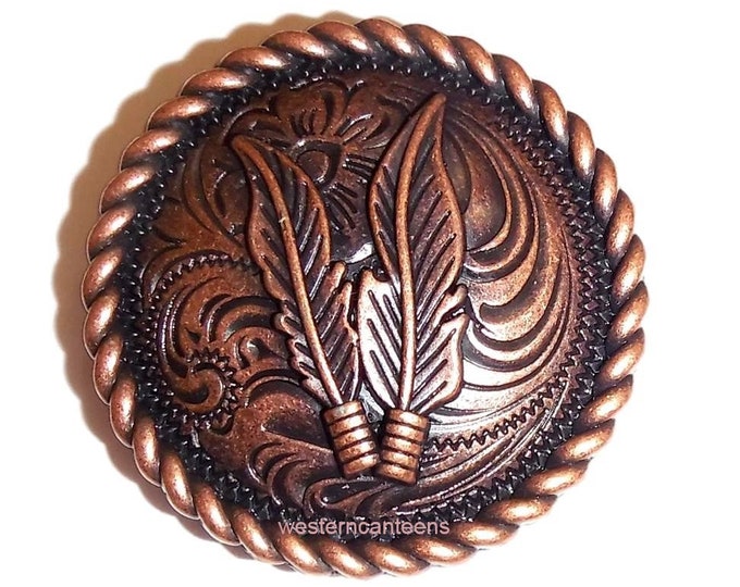 Native Round Rope Edge Feather Concho Antique Copper 1 1/2" C184 - Etsy