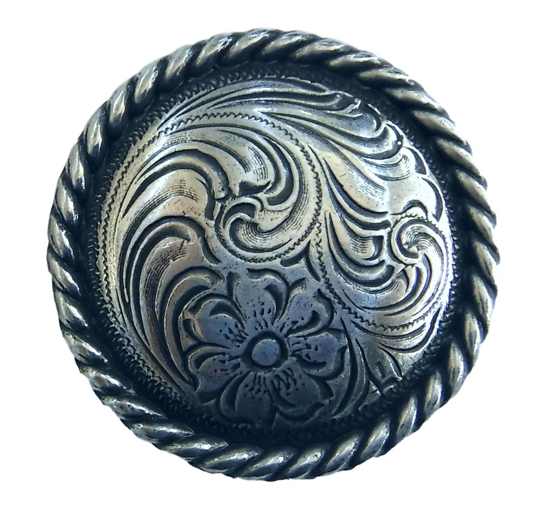 Round Rope Edge Concho Antique Silver Size 1 1/2