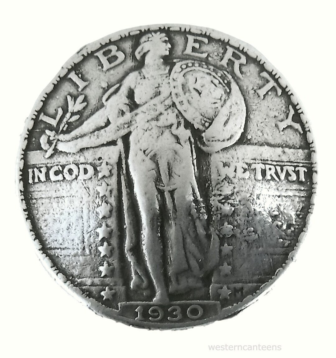 Standing Liberty 1930 Quarter Coin Concho 1" C213 - Etsy