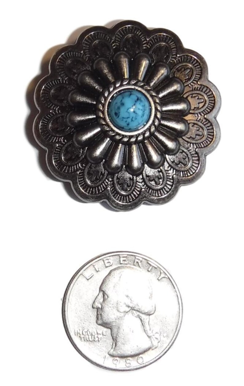 Daisy Flower Turquoise Concho Antique Silver 1 1/2" C161 - Etsy