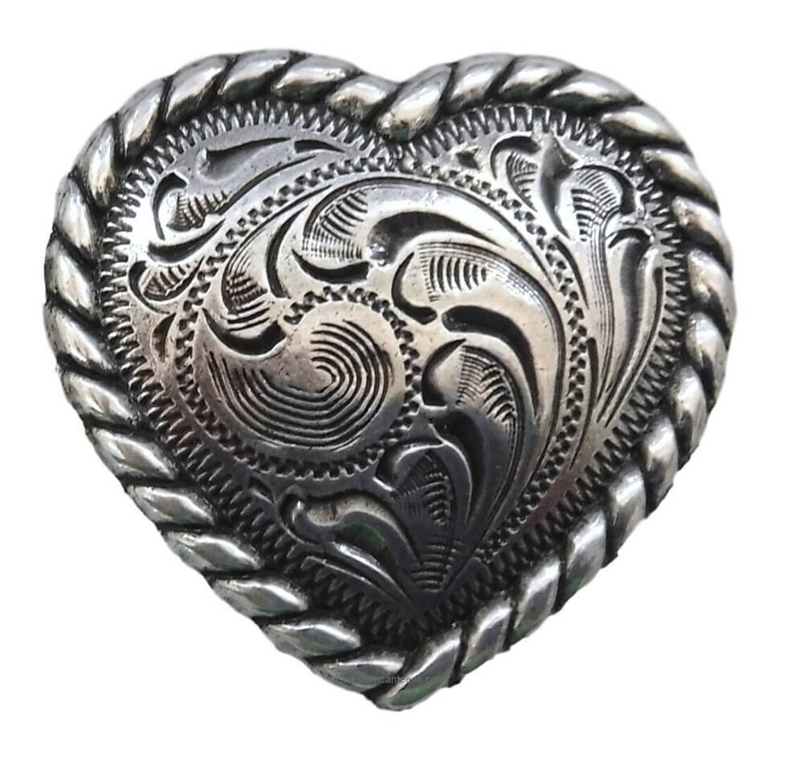 Western Heart Rope Edge Concho Antique Silver 1 1/2 C106 - Etsy