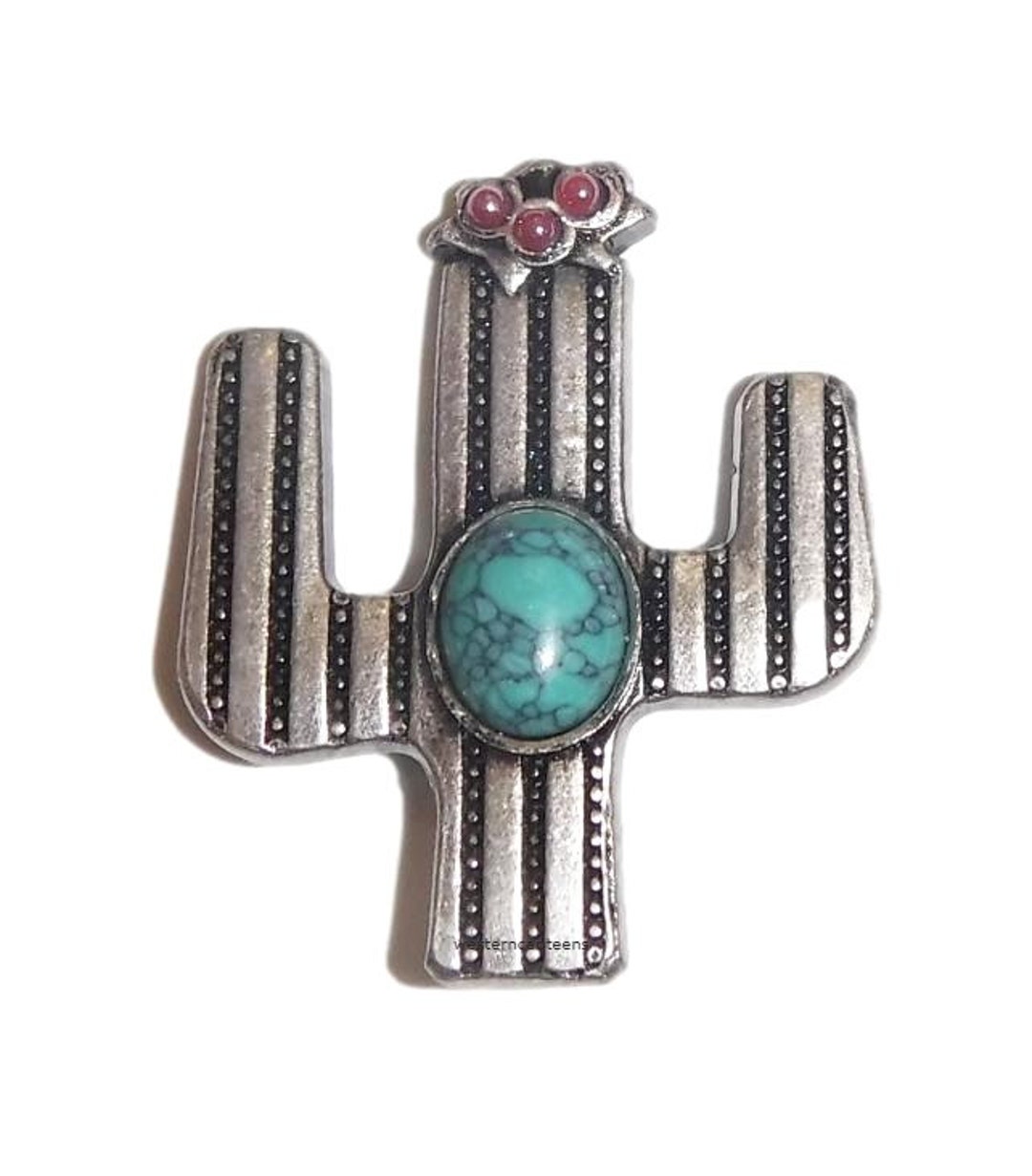 Saguaro Cactus W/turquoise Concho Antique Silver Size 32x 38mm C209 - Etsy