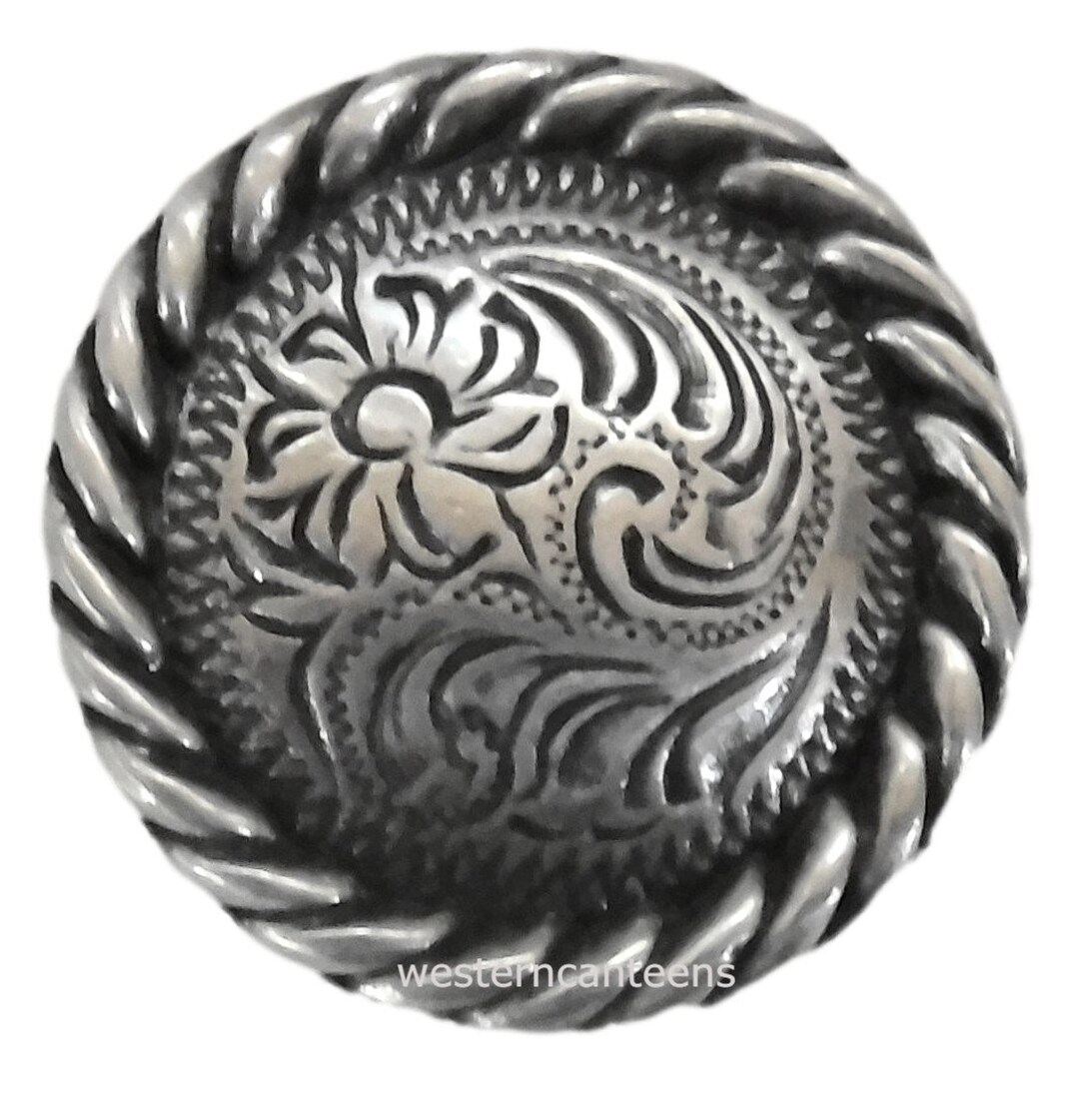 Round Rope Edge Concho Antique Silver Size 1