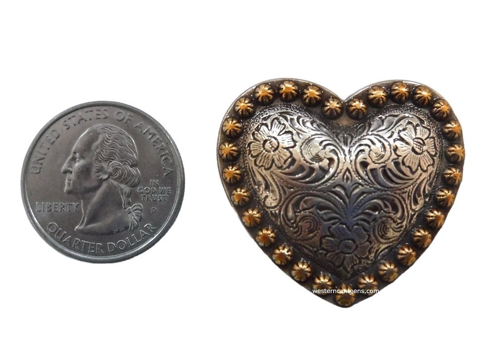 Butterfly Heart Concho Antique Silver & Brass Size 1 1/2" C113 - Etsy
