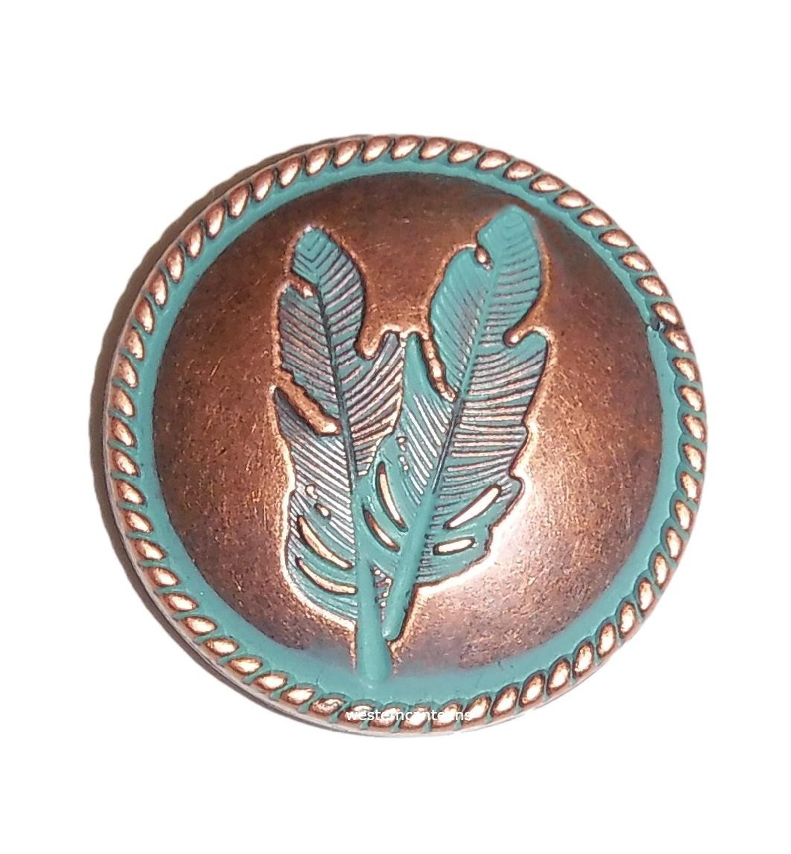 Patina Feather Concho Antique Copper 1 1/4 C204 | Etsy