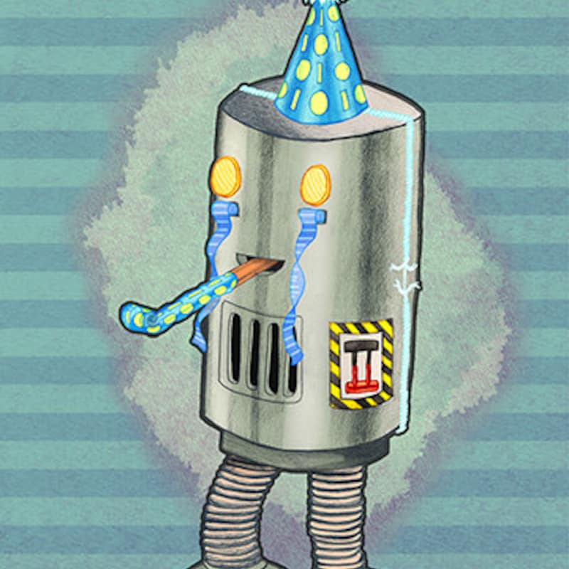 Robot Birthday Card - Etsy