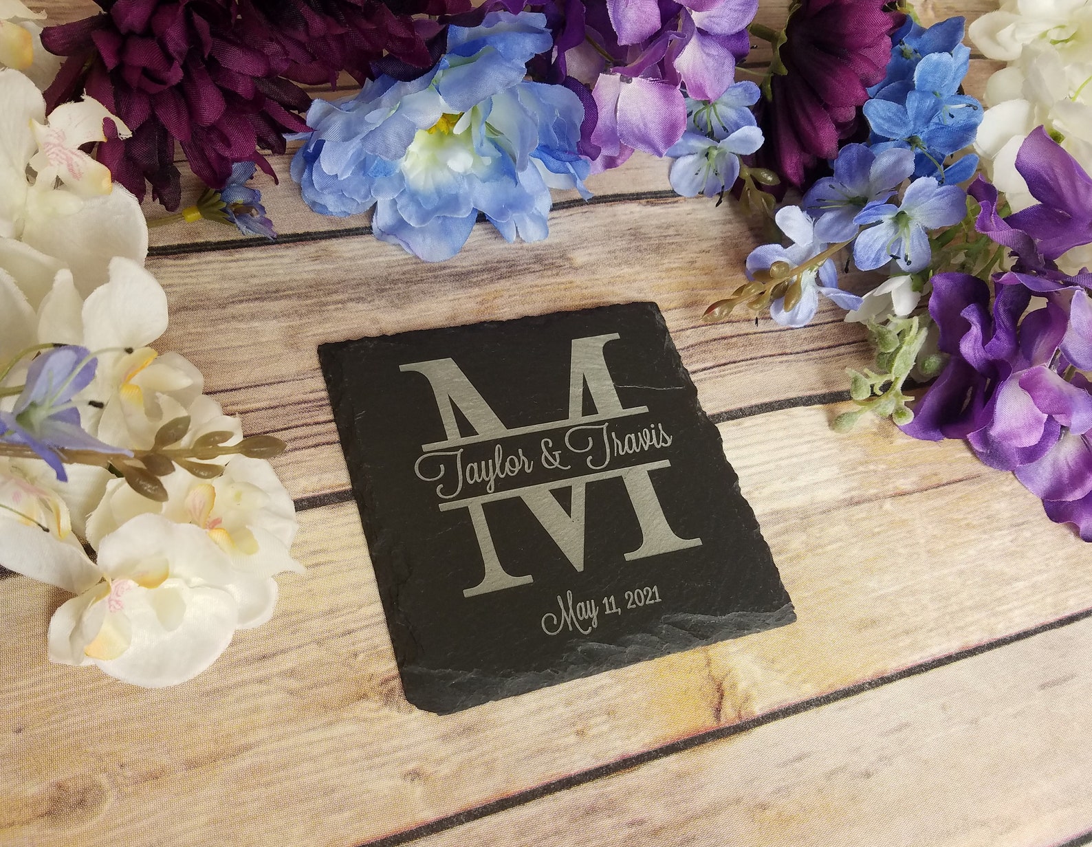 Engraved Slate Coaster Personalized Wedding Favor Monogram - Etsy Denmark