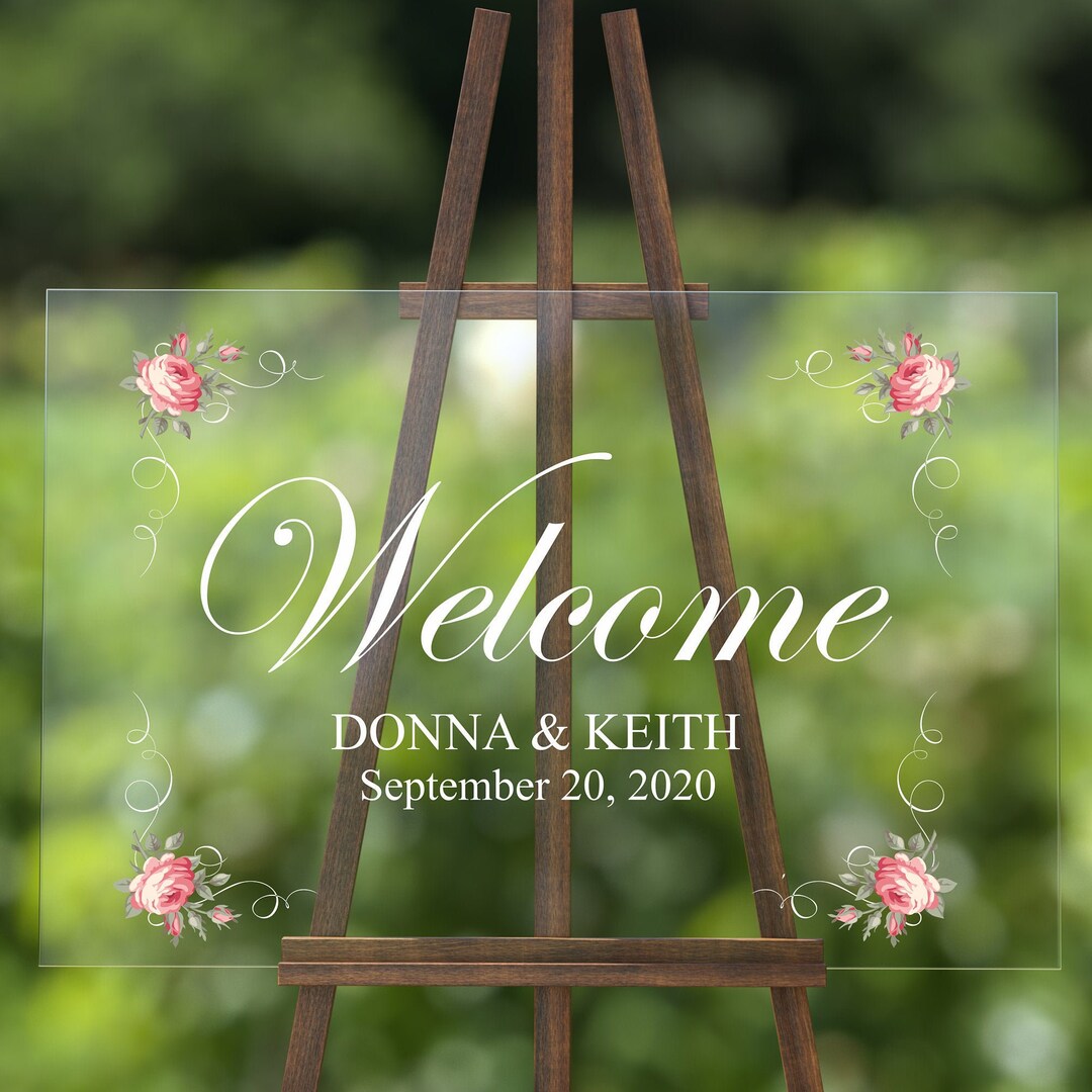 Clear Wedding Welcome Sign, Clear Plexi Glass Acrylic Sign, Modern ...