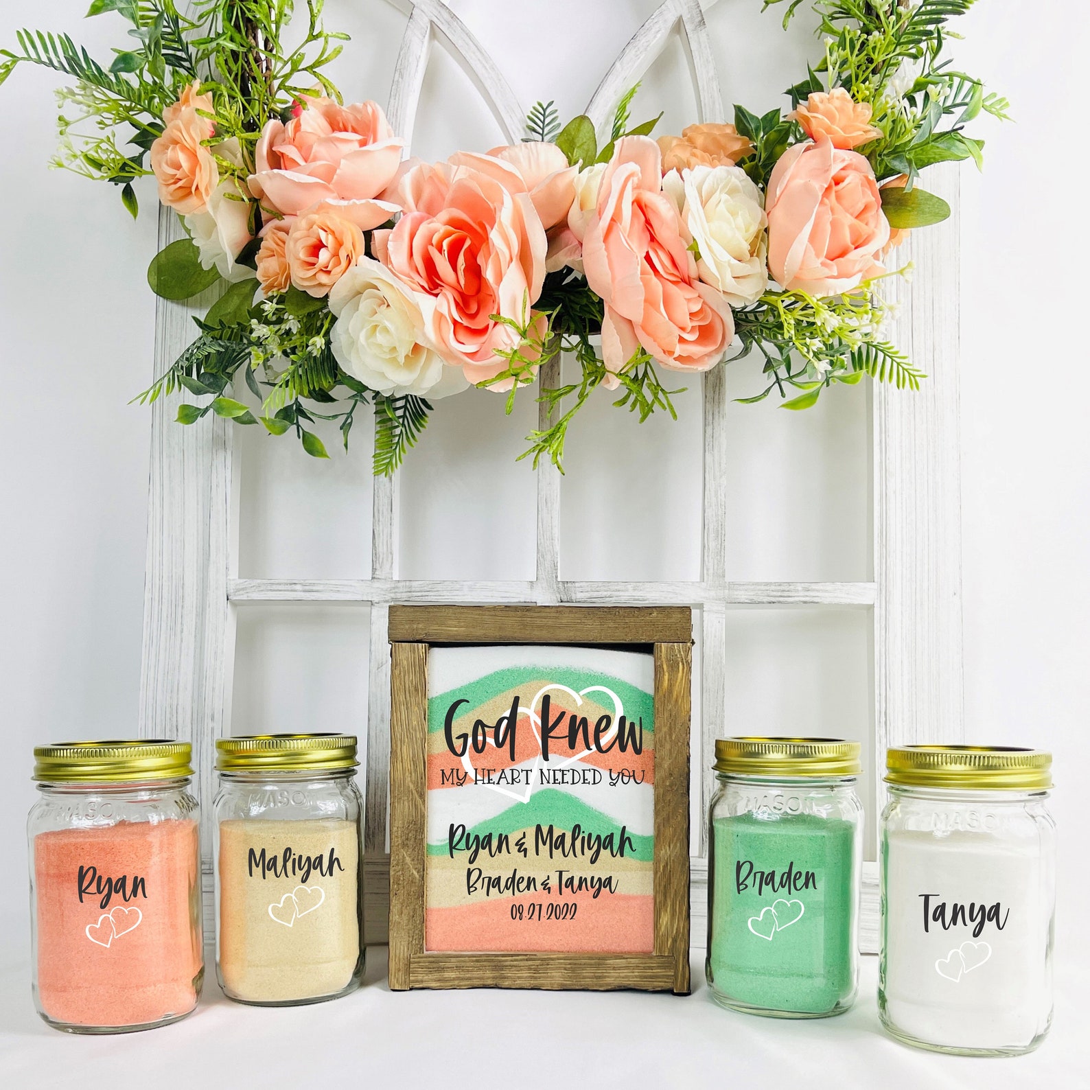 Blended Family Unity Sand Ceremony Set for Wedding, Rustic Shadow Box ...