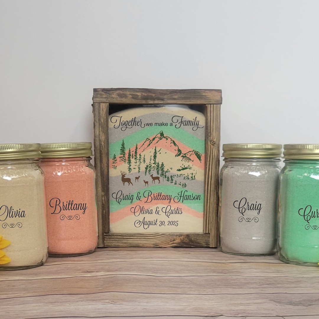 Sand Ceremony Kit for Blended Family, Mountains and Deer Rustic Wedding ...