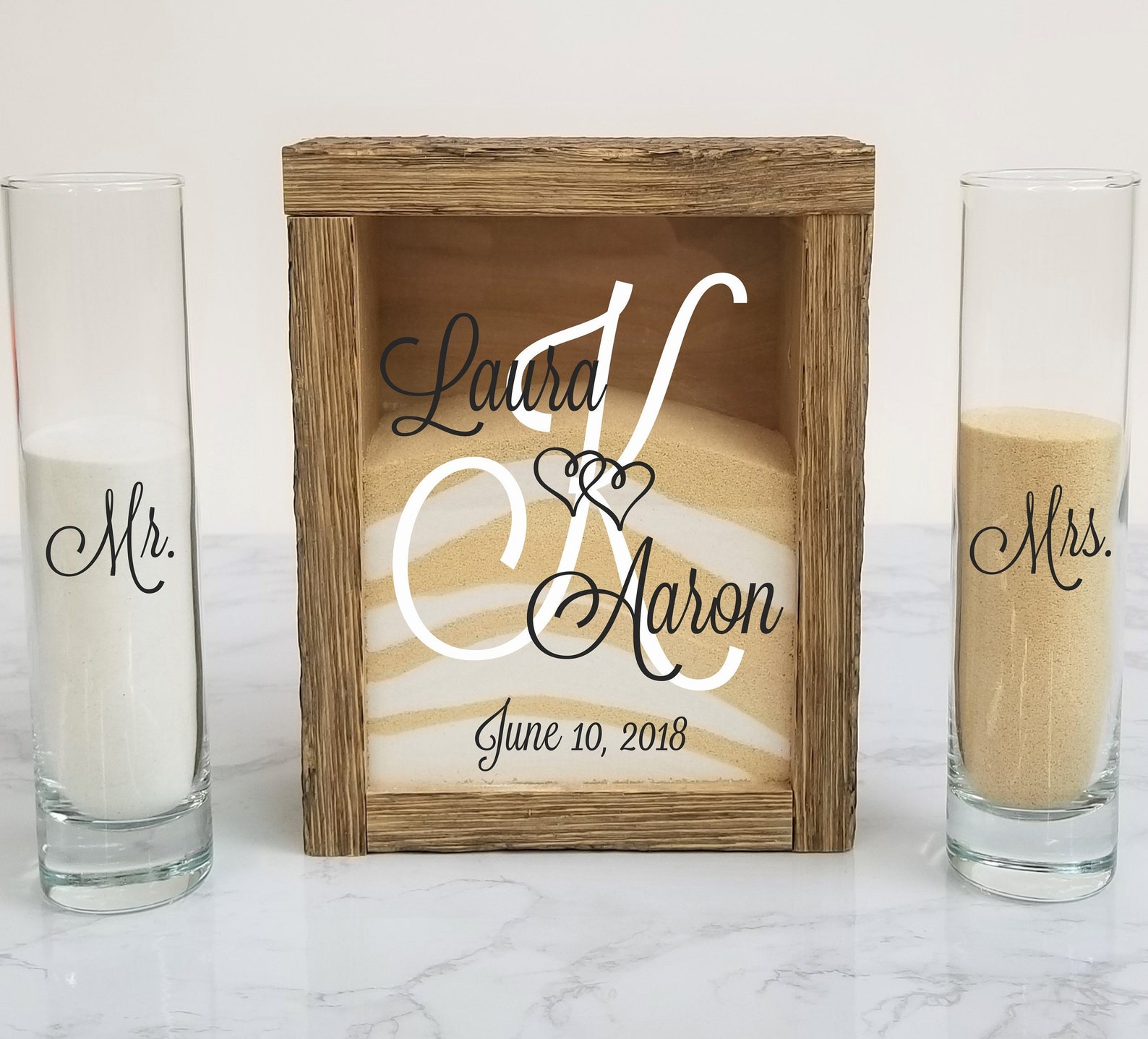 Rustic Barnwood Unity Sand Shadow Box Set Wedding Unity - Etsy
