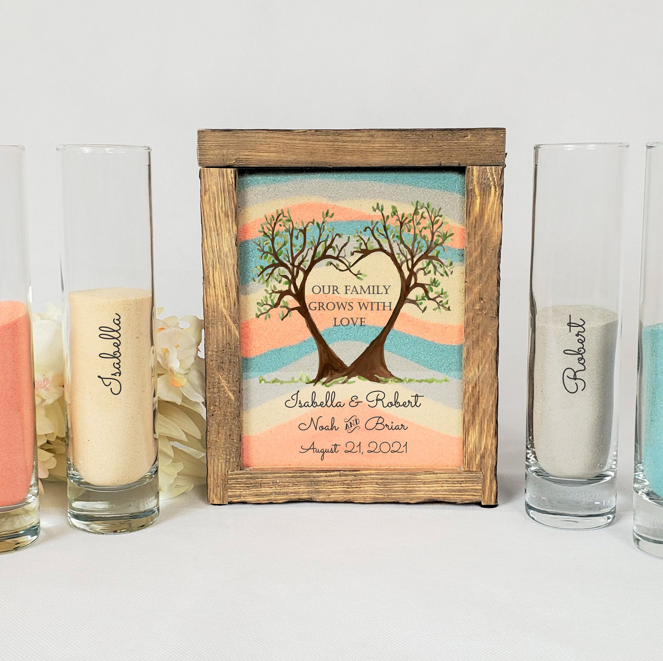 Blended Family Wedding Sand Ceremony Set Rustic Shadow Box | Etsy