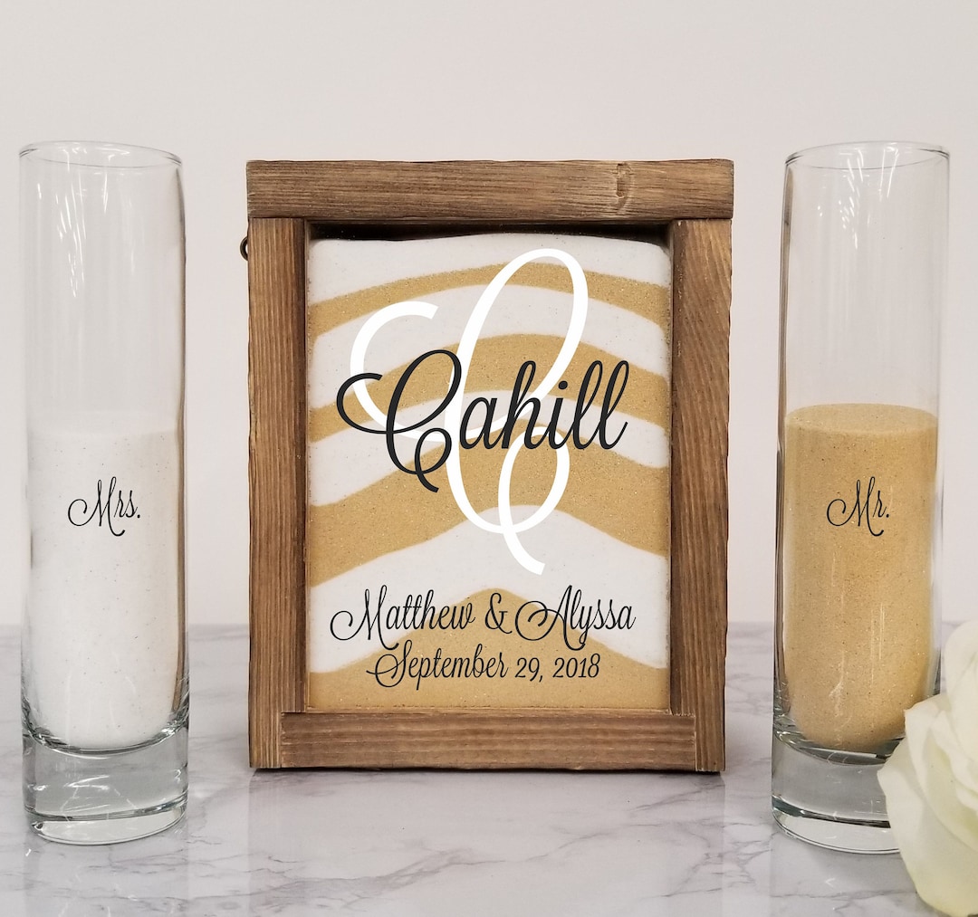 Rustic Barnwood Unity Sand Shadow Box Set, Wedding Unity Candle ...