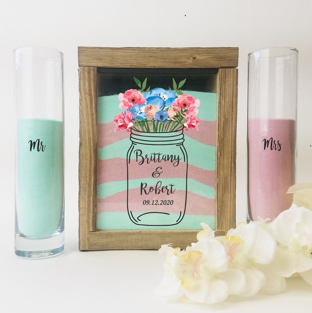 Rustic Unity Sand Ceremony Set Shadow Box, Unity Candle Alternative for ...