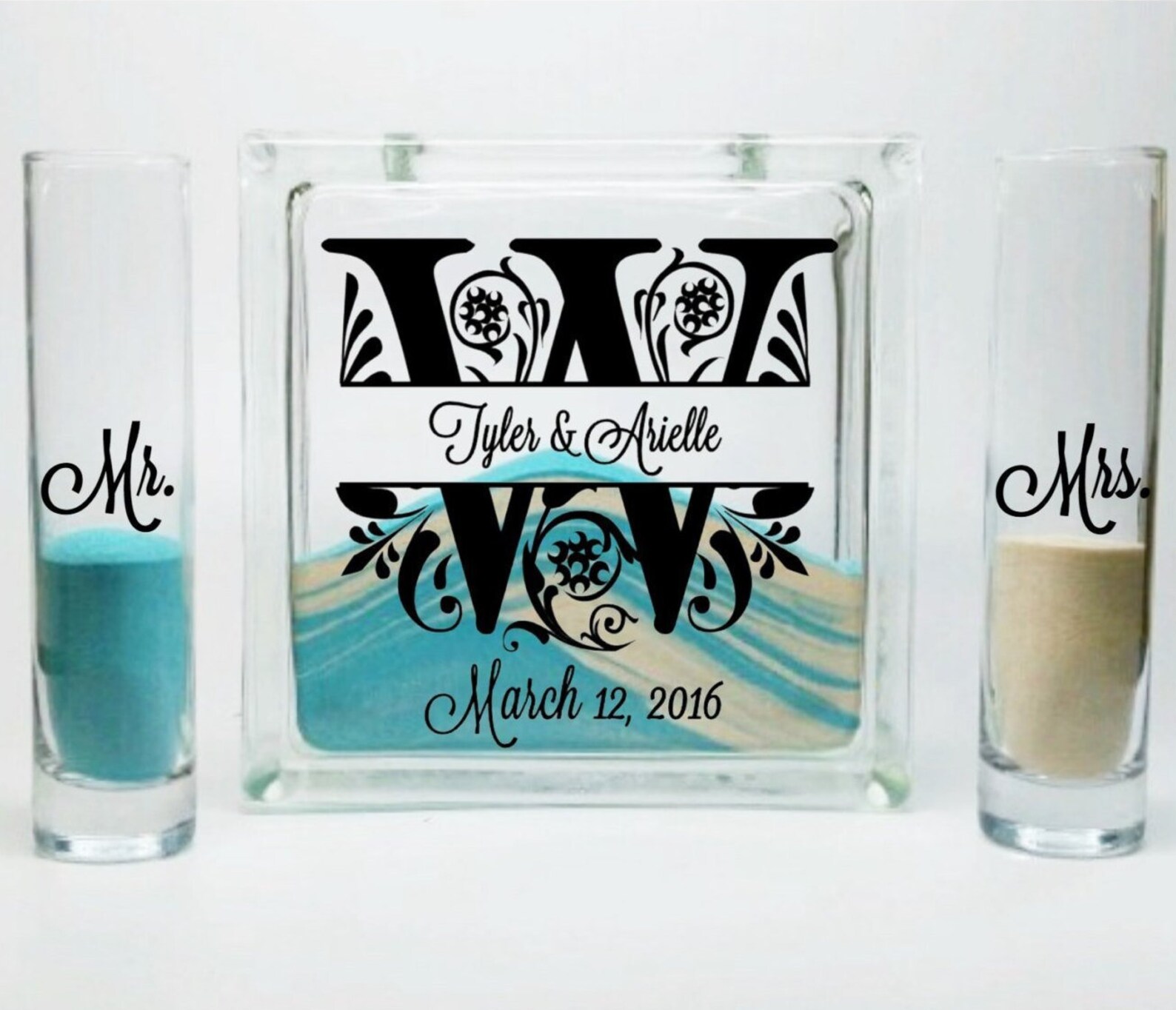 Monogram Unity Sand Ceremony Set Unity Candle Alternative | Etsy