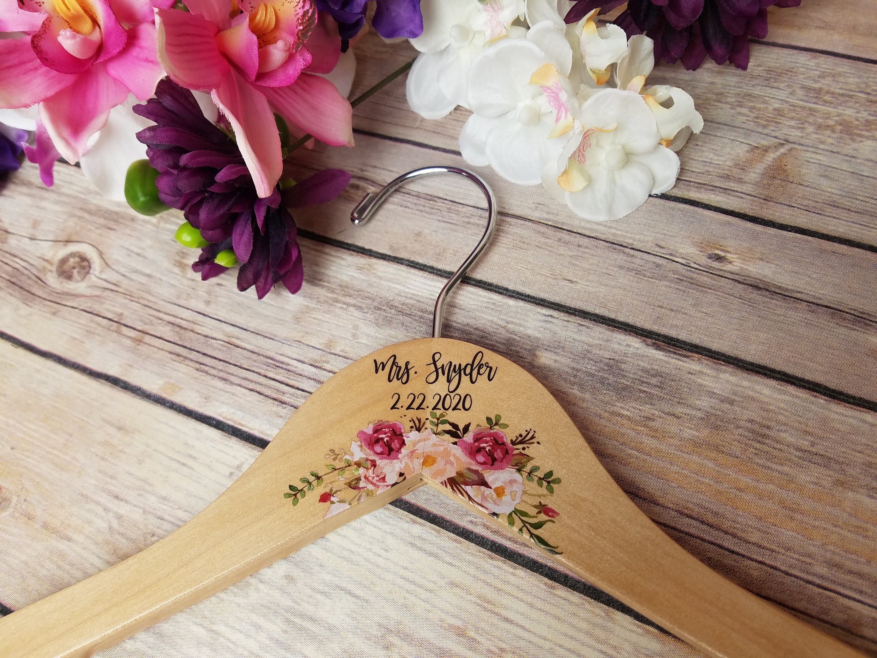 Personalized Wedding Dress Hangers for Bride, Bridesmaids and Flower ...