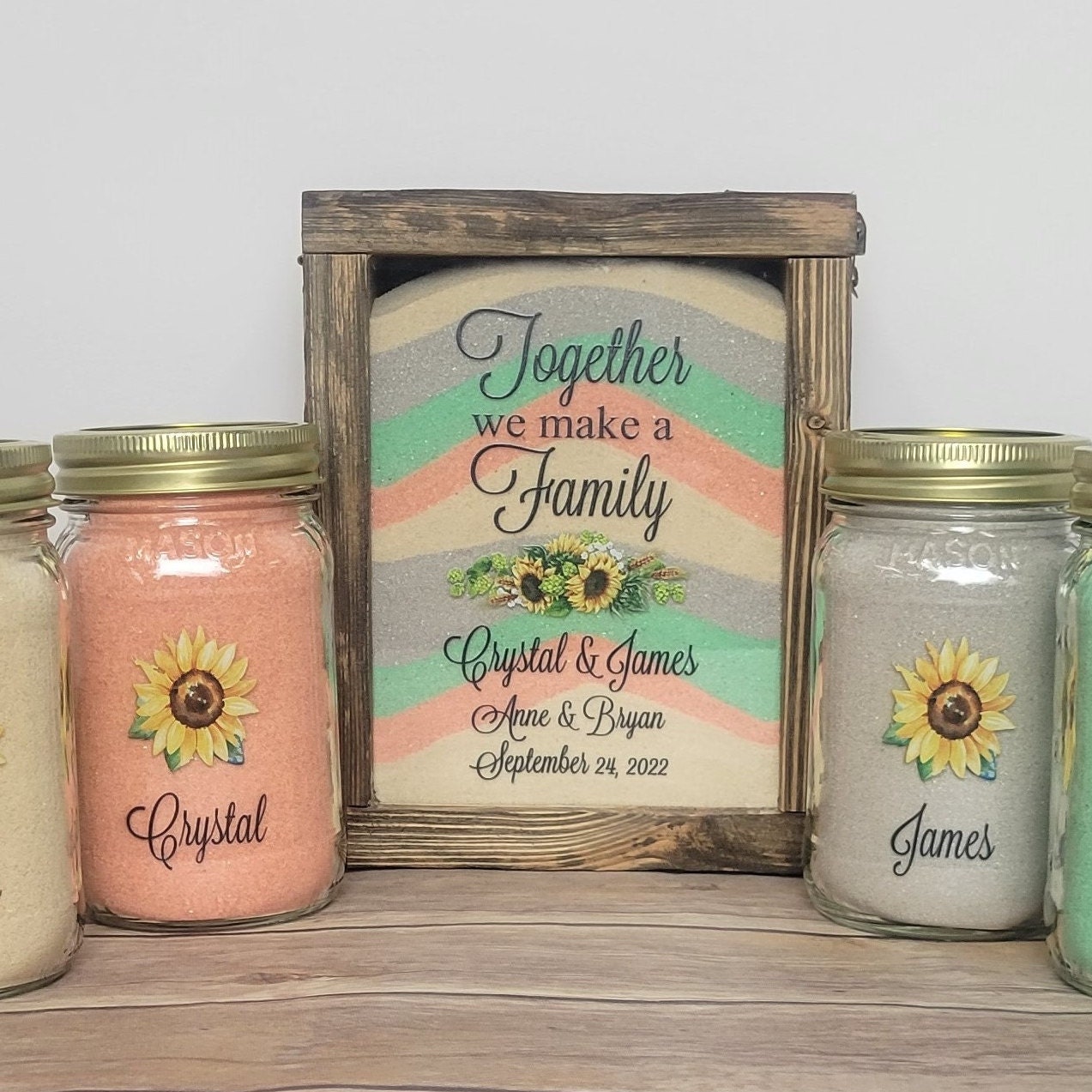 Blended Family Sand Ceremony Set Sunflower Theme Rustic | Etsy
